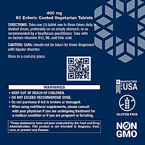 Life Extension Same 400mg (S-Adenosyl-Methionine) - Supplement for Joint & Liver Support - Non-GMO, Gluten-Free, 60 Count