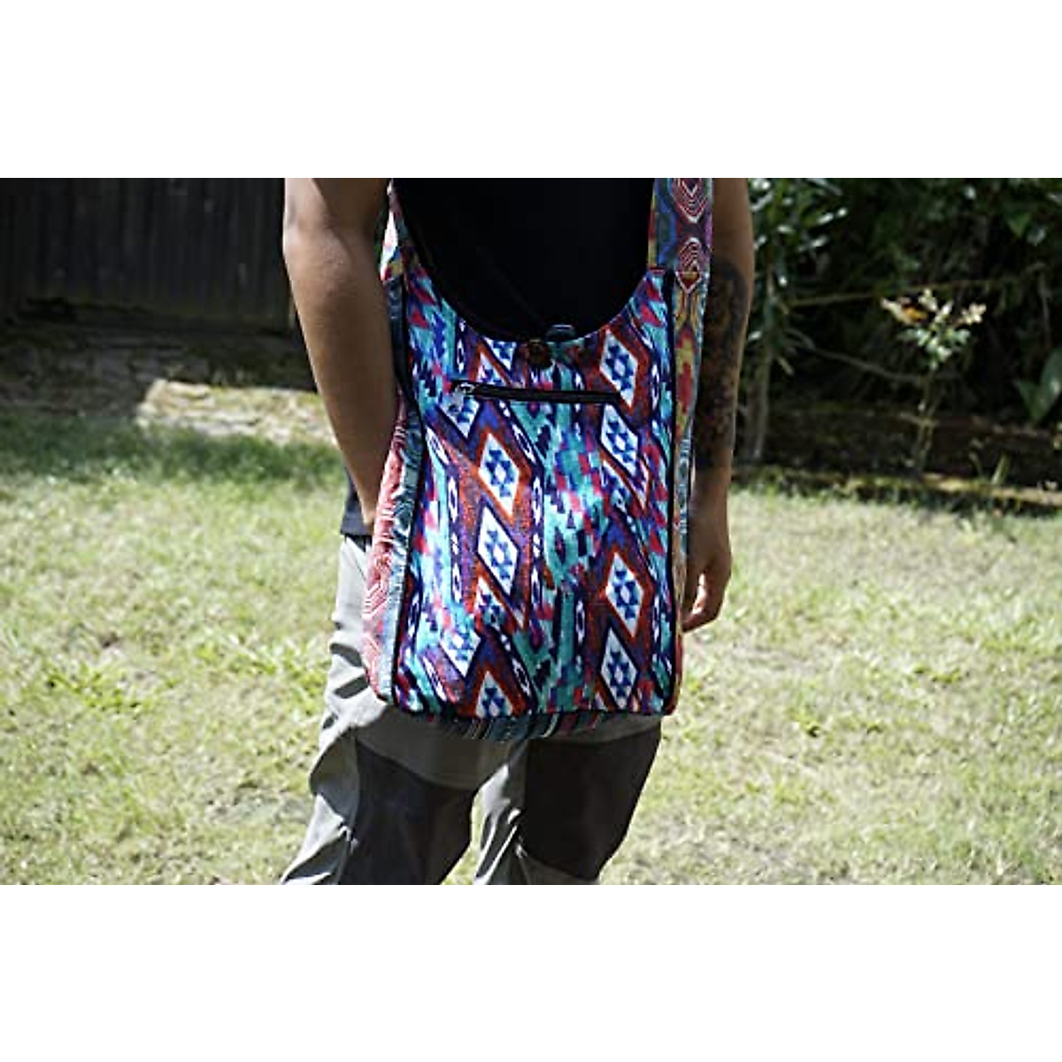 Fwosi Canvas Tote Bag - Pure Cotton Crossbody Bags for Women & Men, Handmade Print Shoulder Handbags - Lightweight, Durable, Hobo Bags