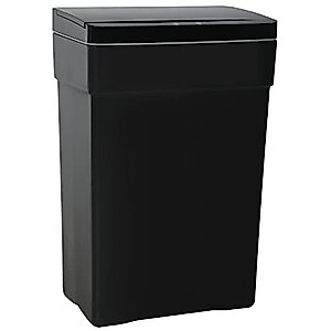 13 Gallon Plastic Kitchen Trash Can Trash Can Automatic Touch Free High-Capacity Garbage Can Black