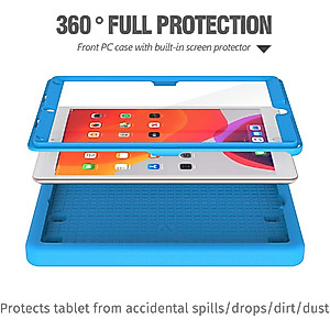 BMOUO Kids Case for New iPad 10.2 2021/2020/2019 - iPad 9th/8th/7th Generation Case for Kids, with Built-in Screen Protector, Shockproof Handle Stand Kids Case for iPad 10.2" (9th/8th/7th Gen) - Blue