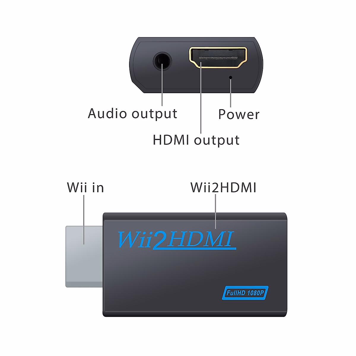 COLFULINE Wii to HDMI Converter, Wii HDMI Adapter 1080P 720P with 1M HDMI Cable for Full HD Device with 3.5mm Audio Jack&HDMI Output Compatible with Nintendo Wii, Wii U, HDTV, Monitor