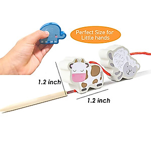 BMTOYS Montessori Educational Threading Toys Wooden Stringing Farm Animals Fruits Lacing Beads Preschool Toy for Toddler 3 4 5 Year Old Boys Girls