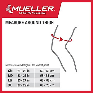 MUELLER Thigh Sleeve, For Men and Women, Black, Large