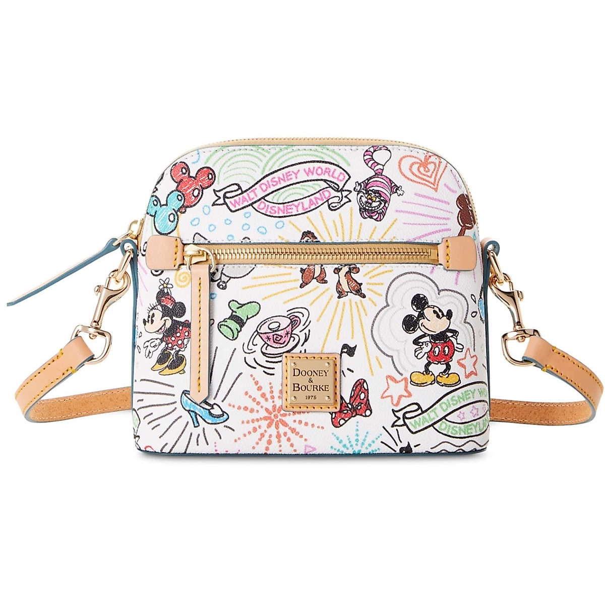 DisneyParks Disney Parks Exclusive - Dooney & Bourke Crossbody Pouchette Medium Sketch White, Red, Pink, Blue, Green, Brown, Black, Yellow
