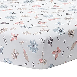 Lambs & Ivy Baby Blooms 3-Piece Pink Floral/Butterfly Baby Crib Bedding Set