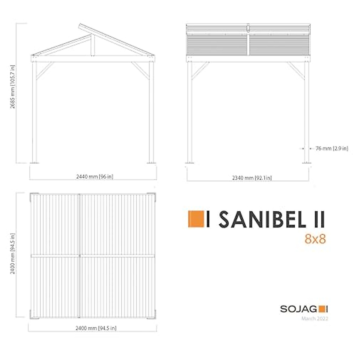 Sojag 6' x 8' Dakota BBQ Grill Gazebo Outdoor Weather-Resistant Aluminum Frame Shelter