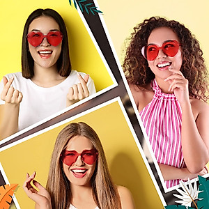 RTBOFY 2 Pack Red Heart Sunglasses for Women Rimless Heart Shaped Glasses Bulk Party Favor Valentines Day