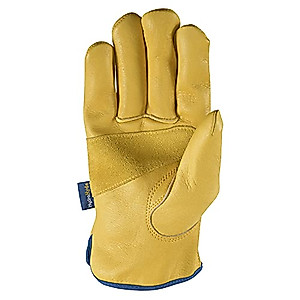 Wells Lamont unisex adult Men s Water Resistant Leather Work Gloves with HydraHyde Technology Cowhide 11, Saddletan, Large Pack of 1 US