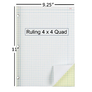 National Laboratory Notebook, 4 x 4 Quad Ruled, Brown, Cover, 11" x 9.25", 100 Numbered Sets (43649)