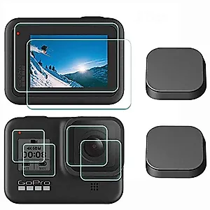 ULBTER GoPro Hero8 Screen Protector for GoPro Hero 8 Black Action Camera + Lens Screen Protector+Lens Cap Cover,9H Hardness Tempered Glass Saver,Anti-Scrach Anti-Fingerprint Anti-Bubble [2+6 Pack]