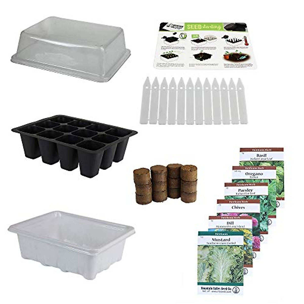 Culinary Indoor Herb Garden Starter Kit | Basic Herb Seeds | 6 Non-GMO Varieties | Grow Cooking Herbs & Spices | Seeds: Basil, Dill, Parsley, Chives, Mustard, Oregano