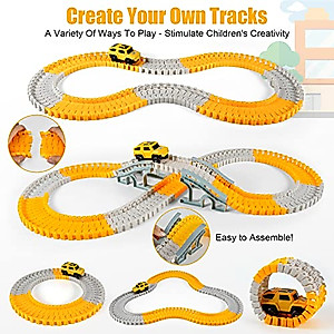 Kizplays 260 PCS Construction Race Tracks for Kids Toys, 2 Electric Cars, 4 Construction Cars, 1 Map & Flexible DIY Track Set, Engineering Gifts for 3 4 5 6 Year Old Boys Girls