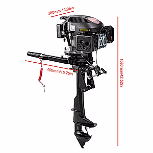 TFCFL 4 Stroke 6.0HP Electric Outboard Motor,Outboard Motor Boat Engine Water Cooling CDI System,Heavy Duty Inflatable Fishing Boat Engine 3.75KW 2500 R/MIN (4 Stroke 6.0HP)