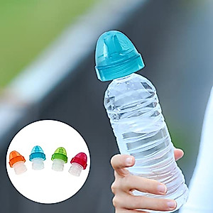 Gadpiparty 4Pcs Reusable Colorful Plastic Water Bottle Lid Top Spill Proof Water Bottle Cover Juice Soda Water Bottle Caps Bottle Fizz Lid Caps Can Covers for Kids Toddler Baby