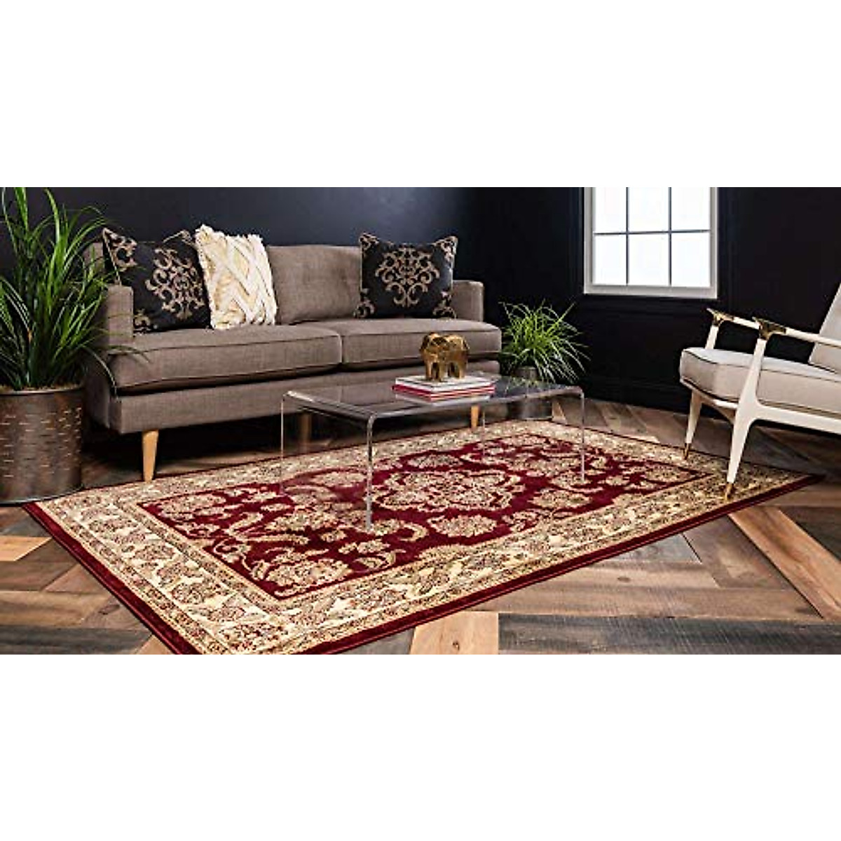 Unique Loom Voyage Collection Traditional Oriental Classic Intricate Design Area Rug (3' 3 x 5' 3 Rectangular, Red/Tan)