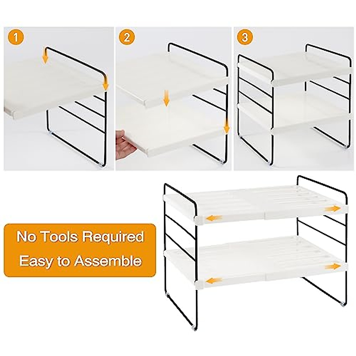 JUPELI Foil and Plastic Wrap Organizer, Expandable Kitchen Pantry Storage, Height Adjustable Cabinet Organizers and Storage, Storage Rack for Kitchen Organization, Aluminum Foil -3 Tier 9.8" to 15.6"L