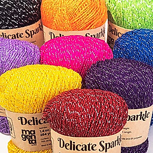 Magenta Textiles Metallic Sparkle Yarn (#1 Superfine) | 10x40g Acrylic Skeins - 2,840 Yards of Multicolor Glitter Yarn with Metallic Flecks for Crocheting | Fingering/Sock Glitter Yarn