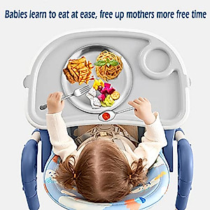 HaWare 4-Piece 18/8 Stainless Steel Plates, Metal 304 Dinner Dishes for Kids Toddlers Children, 10 Inches Feeding Serving Camping Plates, Reusable and Dishwasher Safe