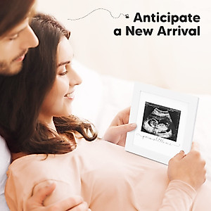 Baby Sonogram Picture Frame - Modern Ultrasound Frame for Mom to Be - Pregnancy Announcement Sonogram Photo Frames - Gender Reveal for Expecting Parents - First Time Dad Gifts (Alpine White)