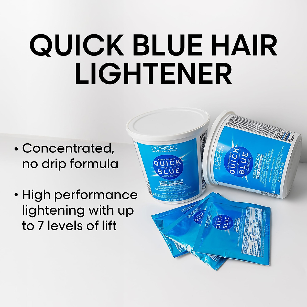 L'Oréal Technique Quick Blue High Performance Bleach | Professional Hair Bleaching Powder | No Drip Formula | Extra Strength Lightening Action Lifts Up To 7 Levels | Single Application | 1 Pound