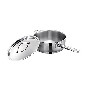 11 inch saucepan with Lid, 6.5Qt Saute Pans Skillet with Heat-resisted Handle, Professional Home Chef Grade Clad cooking Pot for Gas, Induction cooktops