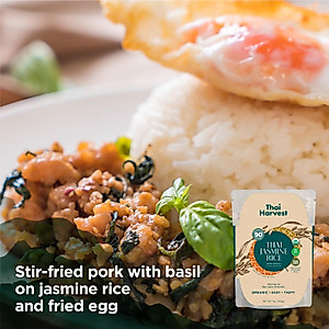 THAI HARVEST 100% USDA Organic Jasmine Rice 7 Ounce (Pack of 8) Microwaveable 90 Seconds Ready to Eat Instant Jasmine Rice for Quick Dinner Meals Zero Preservatives Gluten Free