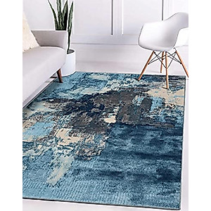 LUXE WEAVERS Rug Nuvola 8722 Blue Distressed Abstract Area Rug 2x3