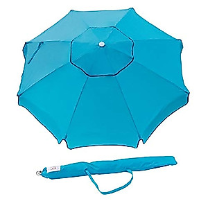 Abba Patio 7ft Beach Umbrella with Sand Anchor, Push Button Tilt and Carry Bag, UV 50+ Protection Windproof Portable Patio Umbrella for Garden Beach Outdoor, Teal Blue