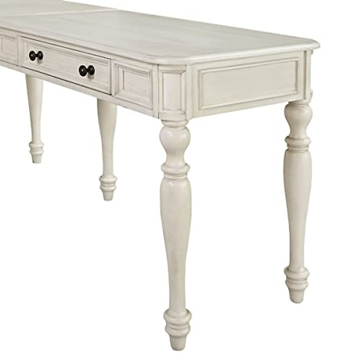 OSP Home Furnishings Country Meadows L-Shape Desk with 2 Full Drawers and Power Hub, Antique White