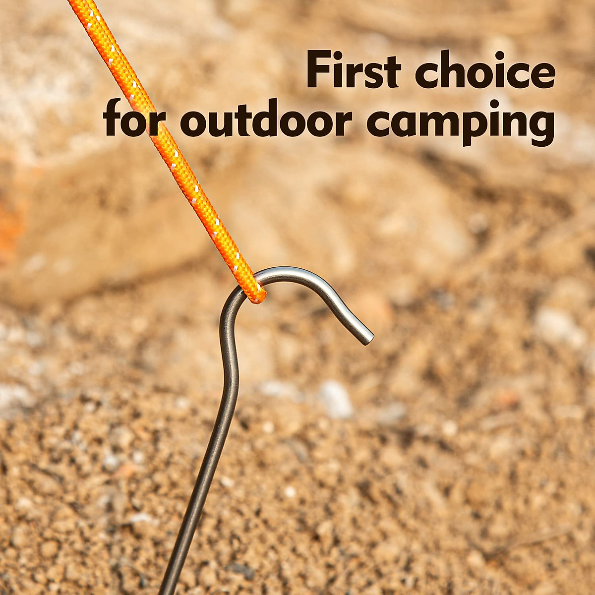 TiTo Titanium Shepherd Hook Tent Stakes Tent pegs Tent Stakes Dia 3.5mm and Length 165mm About 8.2G.(6-Pack) (Silver)