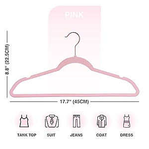Ulimart Pink Velvet Hangers - Hangers 50 Pack - Hangers Non Slip Felt Hangers Durable Velvet Hangers Non Slip Clothes Hangers for Coats, Suit, Jackets, Pants & Dress Clothes Velvet Hangers
