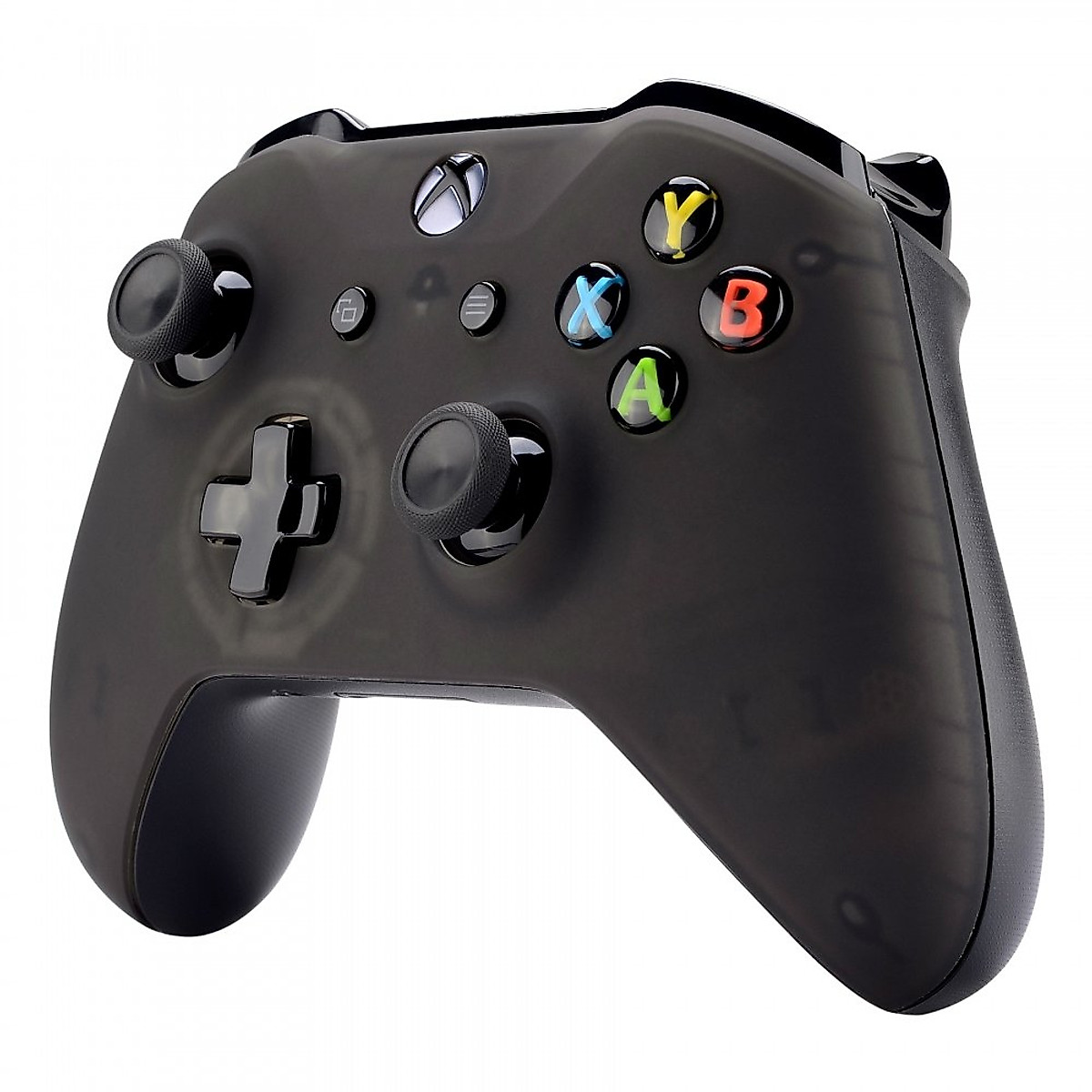 eXtremeRate Foggy Clear Black Faceplate Cover for Xbox One Wireless Controller (Model 1708), Custom Replacement Front Housing Shell for Xbox One S & Xbox One X Controller - Controller NOT Included