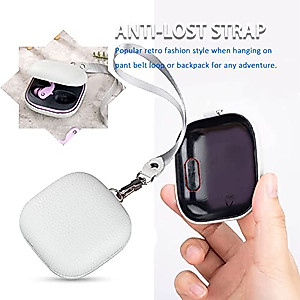 Miimall Compatible for Beats Fit Pro Leather Case Cover, [Vintage Style] [Anti-Lost Strap] Durable Genuine Leather Protective Case for Beats Fit Pro (Red)