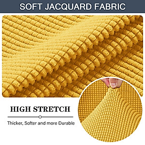 CONRUSER Stretch Sofa Slipcover, Soft Jacquard Sofa Covers for 2 Cushion Couch Washable Furniture Protector for Pets & Kids (Yellow, M)