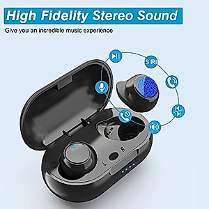 Integral Memory Earphone Wireless Earbuds,Bluetooth 5.0 Headset, IPX5 Waterproof in Ear Touch Earplug, Headset Lasting for 8 Hours, with Built-in Microphone Phone/Android/iOS (A), Black