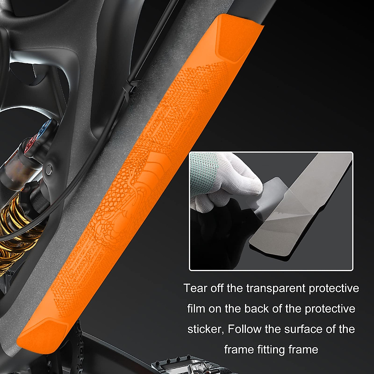 kingsea Mountain Bike Frame Protector,3M MTB Bicycle Down Tube Frame Guard for Mountain Bike Road Bike from Collision and Scratch(Snake Orange)