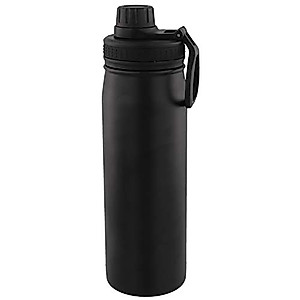 adidas 600 ML (20 oz) Water Bottle, Hot/Cold Double-Walled Insulated 18/8 Stainless Steel, Black/Silver Metallic, One Size