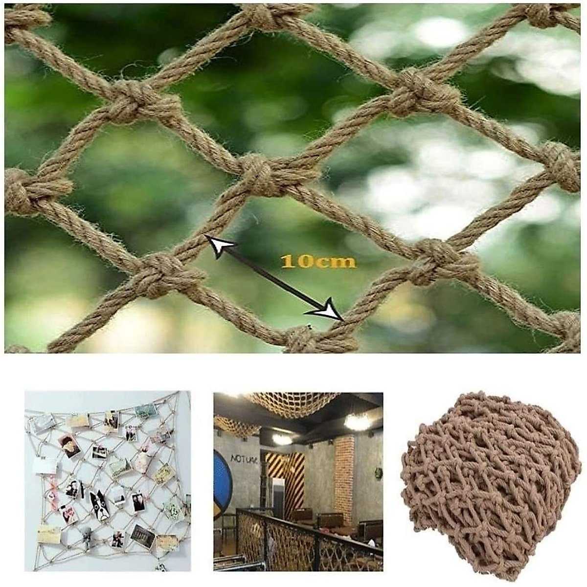 RZM Rope Netting Heavy Duty, Climbing Rope Net Playground Treehouse Hemp Safety Net Stair Balcony Protection Netting Kids Outdoor Swing Toys (Size : 2 * 3m(7 * 10ft))