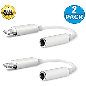 [Apple MFi Certified] Lightning to 3.5 mm Headphone Jack Adapter, 2 Pack Earphone Audio Jack Aux, Dongle Cable Compatible with iPhone 13/12/11 Pro/XR/XS Max/X/8/7 Support All iOS& Music Control