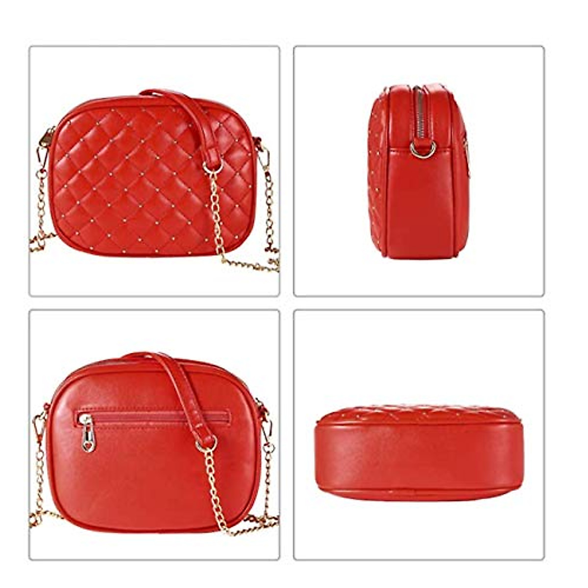 Small Cute Red Handbag for Girls - Womens Shoulder Crossbody Purses - Mini Quilted Leather Tote Messenger Bags Satchels for Women and Teens