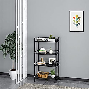 GHQME Metal Standing Bookshelf Space Saver, Storage Tower Rack for Kitchen Bathroom, Storage Shelving Unit Organizer, Outdoor Flower Stand Storage Rack Shelves Bookcase for Home Office