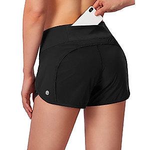 G Gradual Women's Running Shorts with Mesh Liner 3" Workout Athletic Shorts for Women with Phone Pockets(Black,Small)