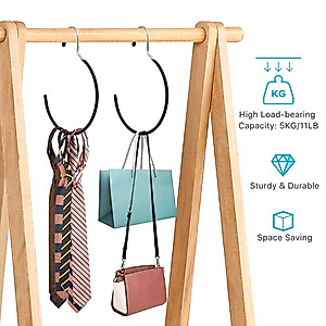 Aemygo Scarf Ring Hangers, 15 Pcs Non-Slip Belt Rack Tie Hanging Hooks Closet Accessories Scarf Organizer Storage Holders for Ties Scarves Belts Tank Tops Pashminas (Black)