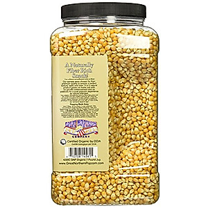 Organic Popcorn Kernels - 7lbs Resealable Bulk Jug of Gourmet Popping Corn for Microwave, Stovetop, and Popper Machines by Great Northern Popcorn