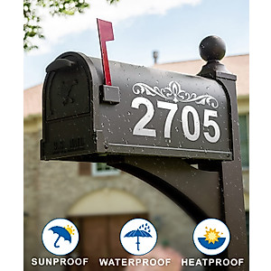Mailbox Numbers, Reflective Mailbox Numbers for Outside (6 Sets), Waterproof House Numbers for Mailbox, White Number Mailbox Stickers Self-Adhesive for Signs, Home, Door, Window, Address Number (0-9)