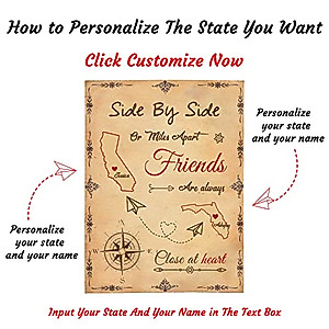 Personalized Best Friend Throw Blanket with State & Name, Custom Long Distance Friendship Soft Flannel Fleece Throw Blanket for Women Girls, Customized Friendship Gifts for Bestie, BFF, Soul Sister