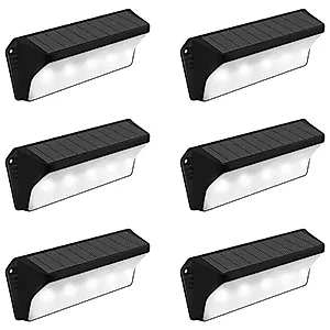 Solar Powered Deck Lights Solar Step Lights 6-Pack Wireless Waterproof Outdoor Stair Step Lights for Backyards Decks Driveway Fence Garden Garage Porch Pathway Patio Wall