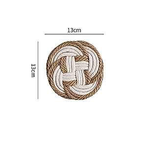 Gisela 2 Piece Set-Woven Cup Coasters Cotton Jute Round and Elliptical Rectangle Braided Table Mats for Drinks,Lunch Box,Heat-Resistant Reusable placemats for Home and Kitchen,Great Gift (Mixed)