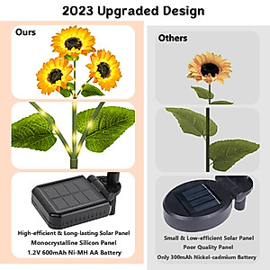 BesLowe 3 Packs 9 Sunflowers Solar Lights Outdoor Waterproof, Solar Garden Lights Garden Decor, Solar-Powered Flower Light Decorative for Patio Yard Flowerbed Backyard Decorations