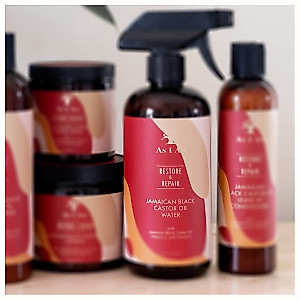 As Am JBCO Water 16 oz - Nano Curl Strengthener - Moisturizes and Detangles - Anti-Frizz - Increases Fiber Strength - Enriched with Jamaican Black Castor Oil, Vitamin C, and Vitamin E, Red